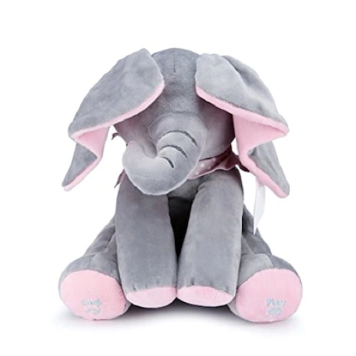 Jucarie interactiva Elefantul cantaret din plus, Gri/Roz, Unitoys - eMAG.ro