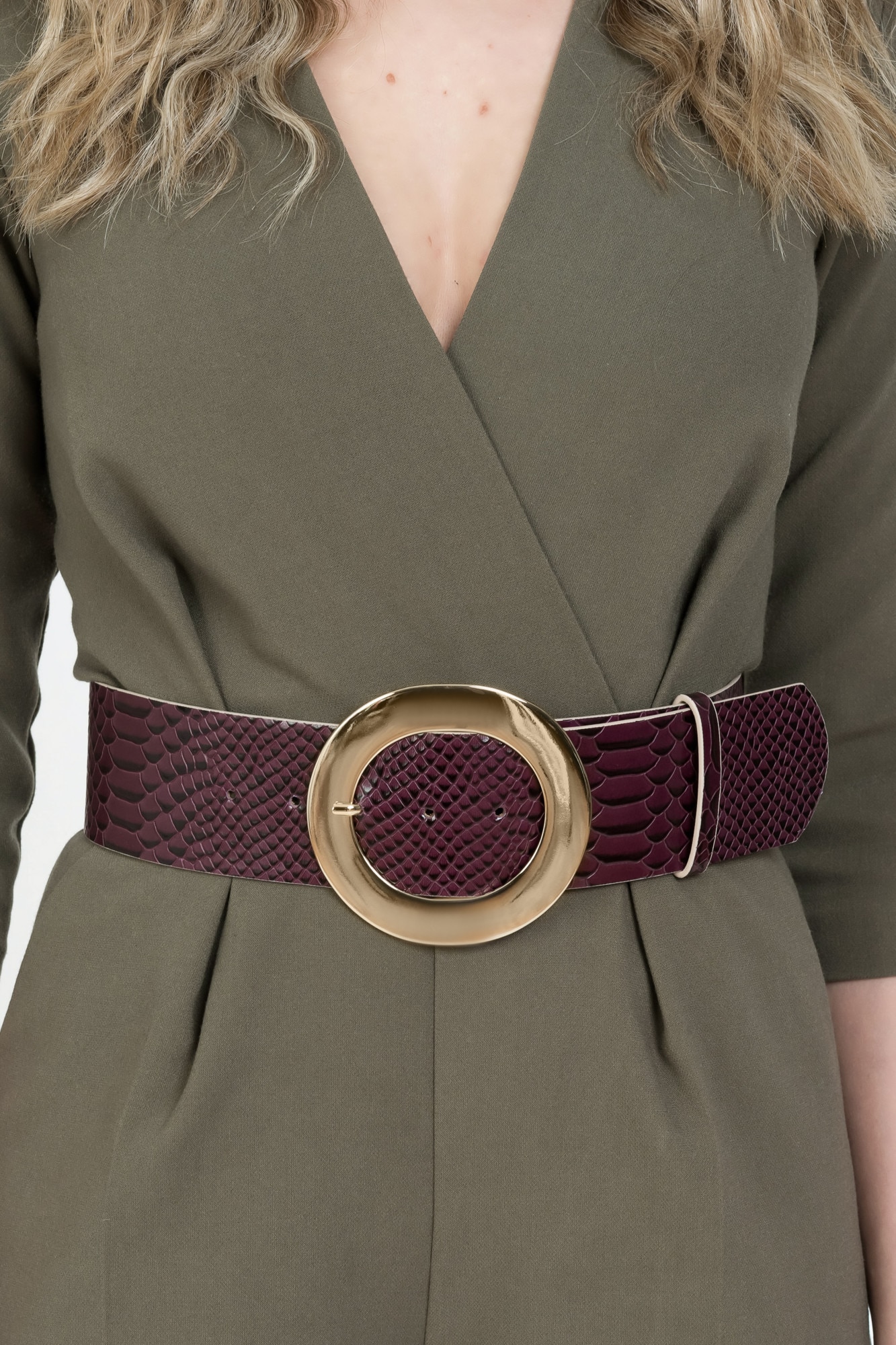 Curea Mabotex piele naturala bordo print sarpe cu catarama metalica ...