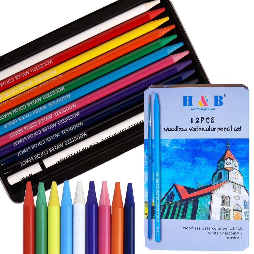 Set creioane colorate, H&B, Multicolor, 12 buc - eMAG.ro