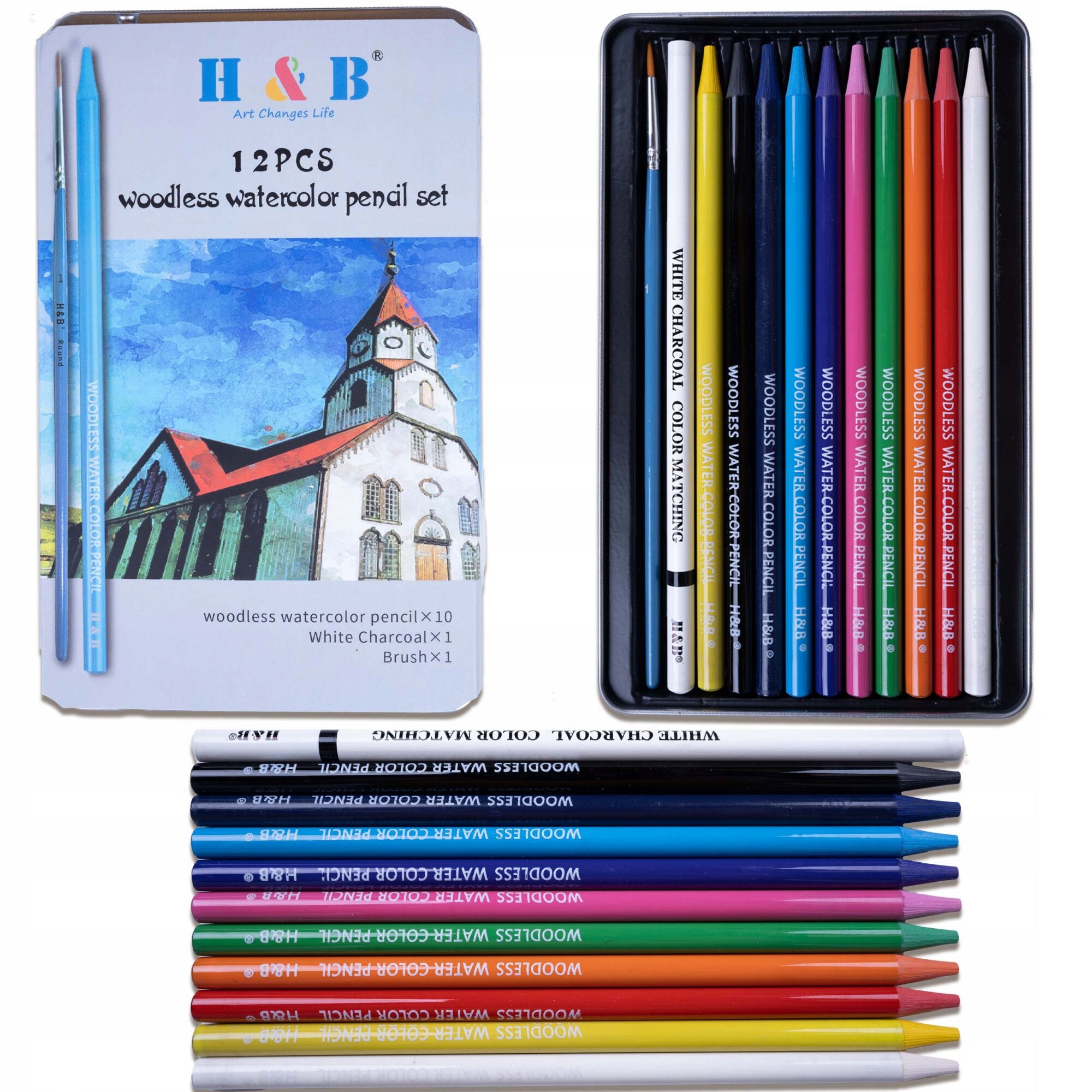Set creioane colorate, H&B, Multicolor, 12 buc - eMAG.ro