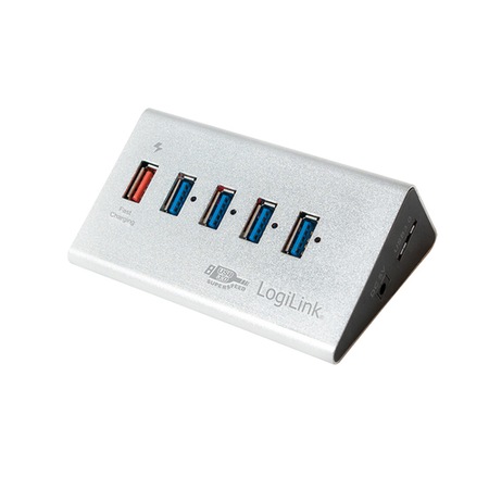 HUB USB 3.0 LOGILINK, 4 USB, Fast Charging, alimentare 220 V, argintiu ...