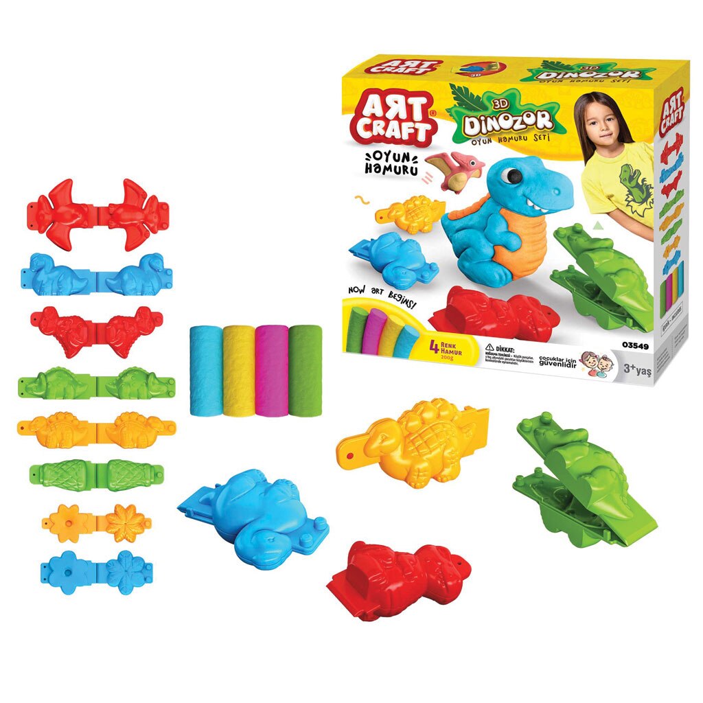 Set Creativ, Plastilina Art Craft 3D, Model Dinozauri, Include 4 ...