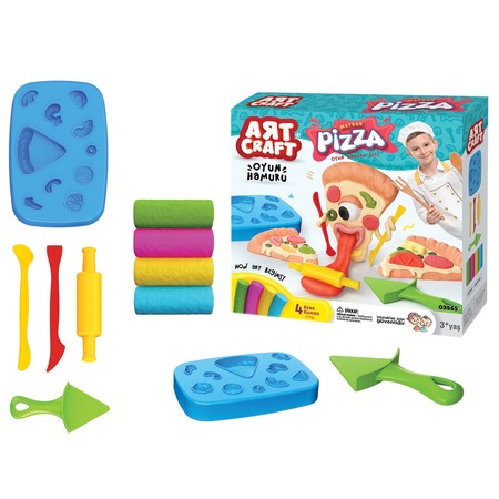 Set Creativ, Plastilina Art Craft, Model Pizza, Include 4 Batoane cu ...