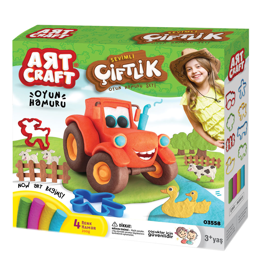 Set Creativ, Plastilina Art Craft, Model Ferma, Include 4 Batoane cu ...
