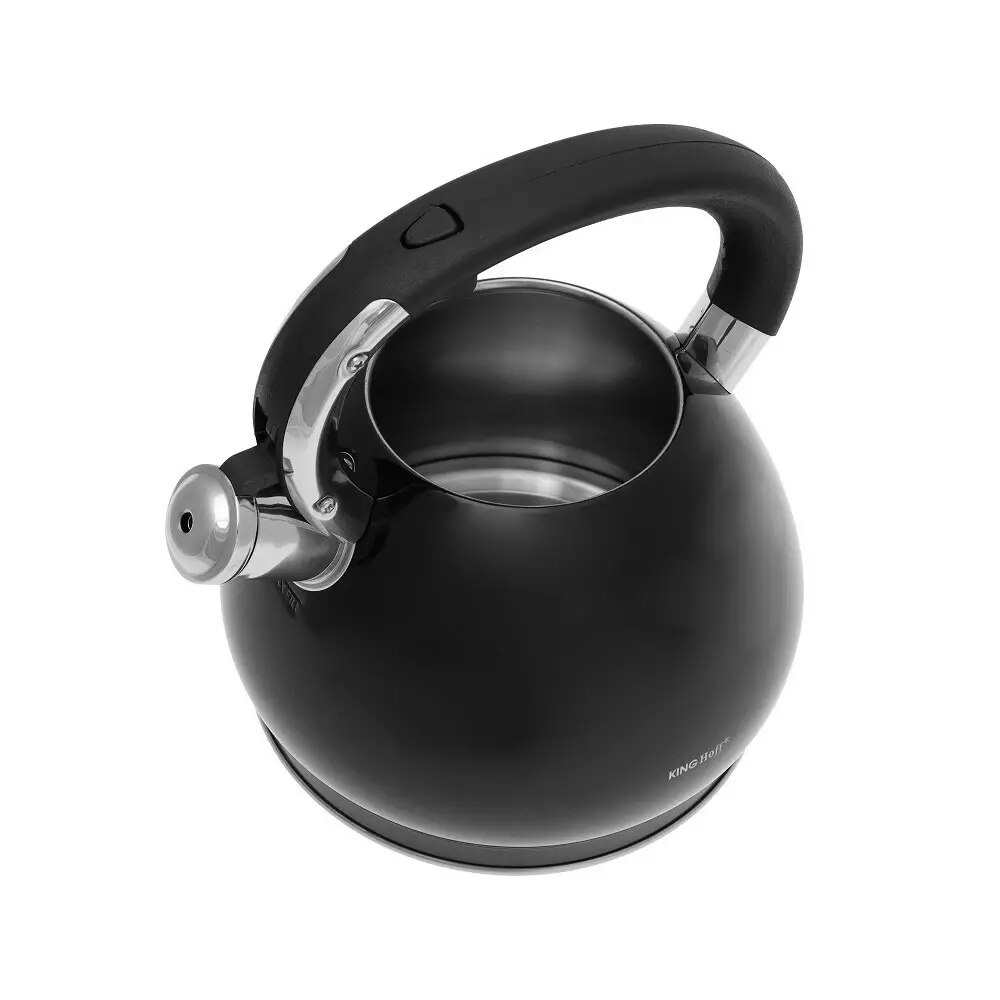 Чайник Kinghoff KH 1221, 3.4 л, Свирещ, Мраморен ефект, Индукция, Черен ...