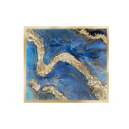 Tablou the One, Rasina Epoxidica, Foita de aur, Cristale, 50 X 60 cm, L ...