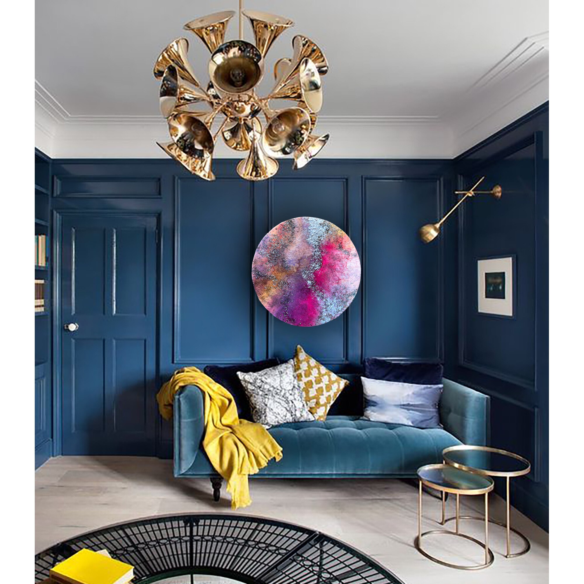 Tablou Monaco, Handmade in rasina epoxidica, unicat, diametru 50 cm, L ...