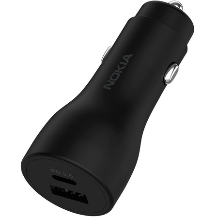 Incarcator auto rapid Nokia Dual USB, Fast Charger 18W, cu cablu USB-C ...