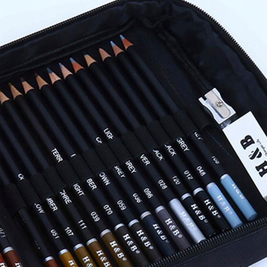 Set de mine de creion pentru desen, H&B, in trusa de creioane, 120 de ...