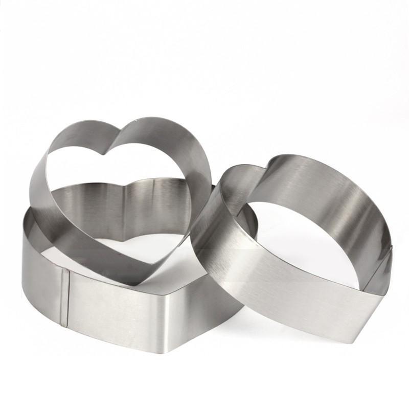 Set 3 bucati Forme pentru Tort, Forma Inima, DELINY, 3 Marimi, Inox ...