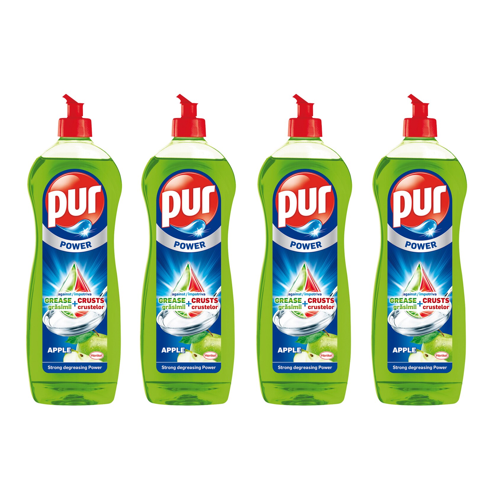 Pachet detergent de vase Pur Duo Power Apple, 0.9 l x 4 buc - eMAG.ro