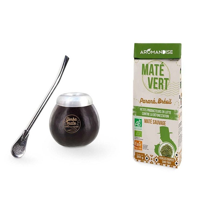Set complet pentru mate ceai verde brazilian mate + cana calabash + pai ...