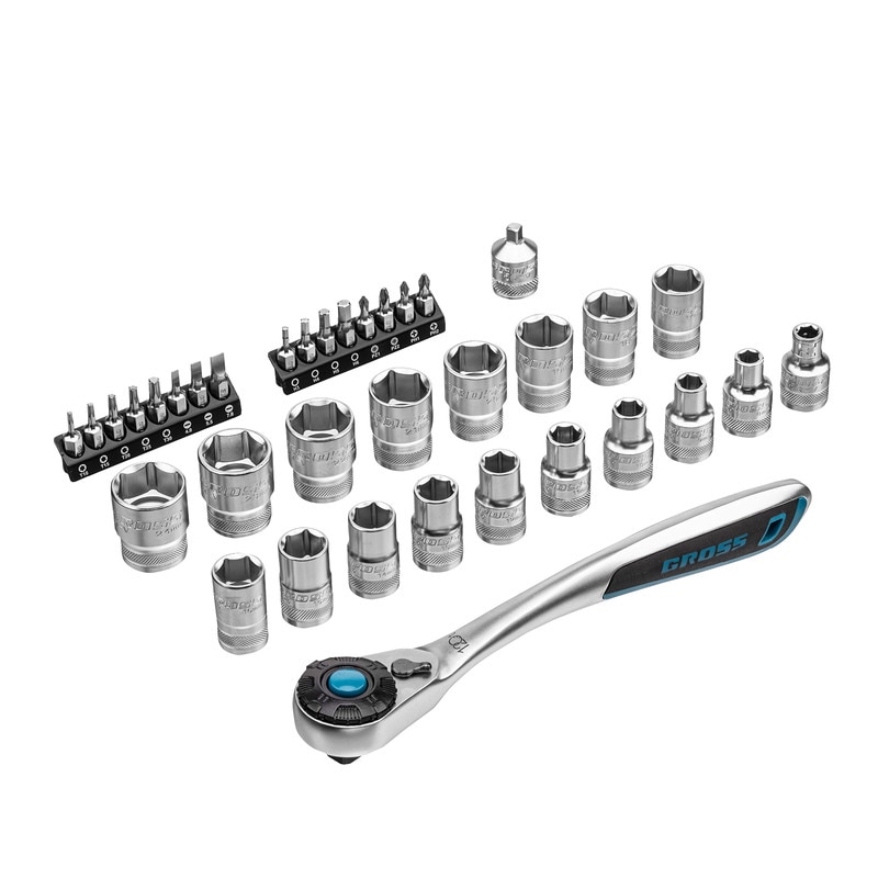 Set biti si capete tubulare, clichet 1/2", 36 piese Gross - eMAG.ro