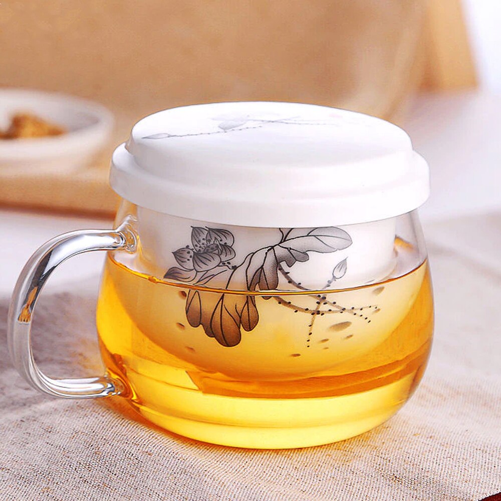 Ceasca ceai cu infuzor si capac, Quasar & Co.®, 350 ml, sticla/portelan ...