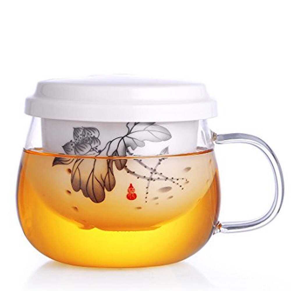 Ceasca ceai cu infuzor si capac, Quasar & Co.®, 350 ml, sticla/portelan ...