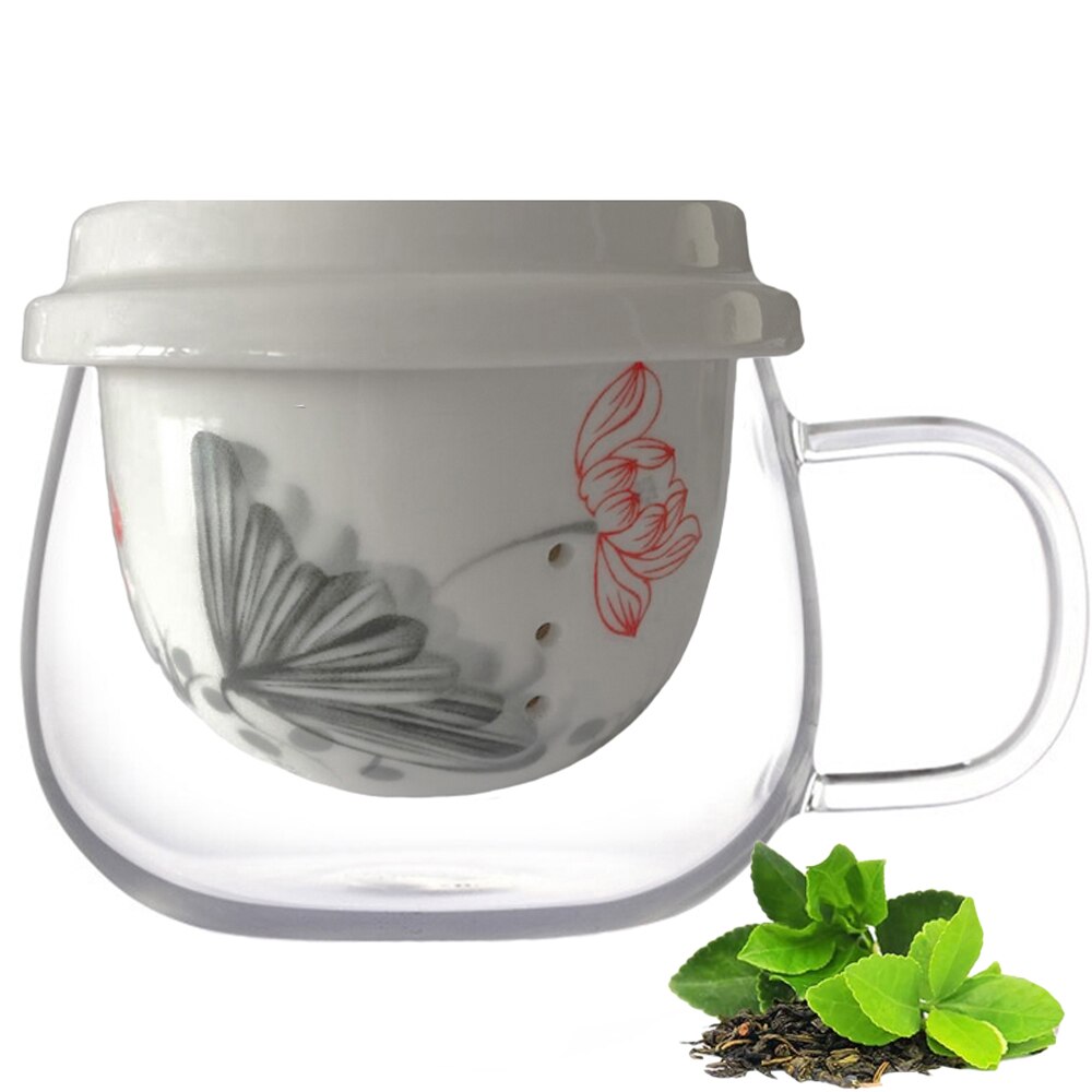 Ceasca ceai cu infuzor si capac, Quasar & Co.®, 350 ml, sticla/portelan ...