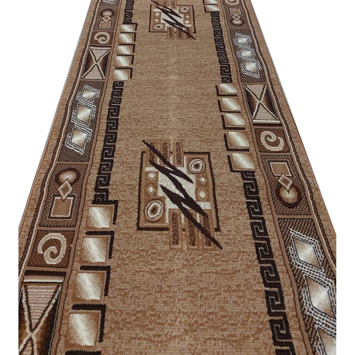 Traversa Laila, design geometric, 120cm x 300cm, bej, 15116/10122 - eMAG.ro