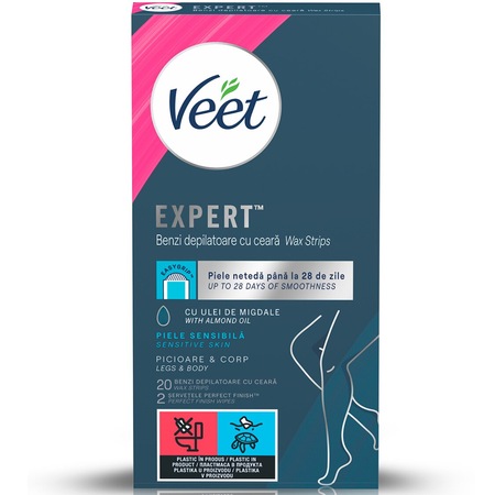 Veet Benzi Ceara Depilatoare Corp 12Buc Easy Gel Piele Sensibila - eMAG.ro