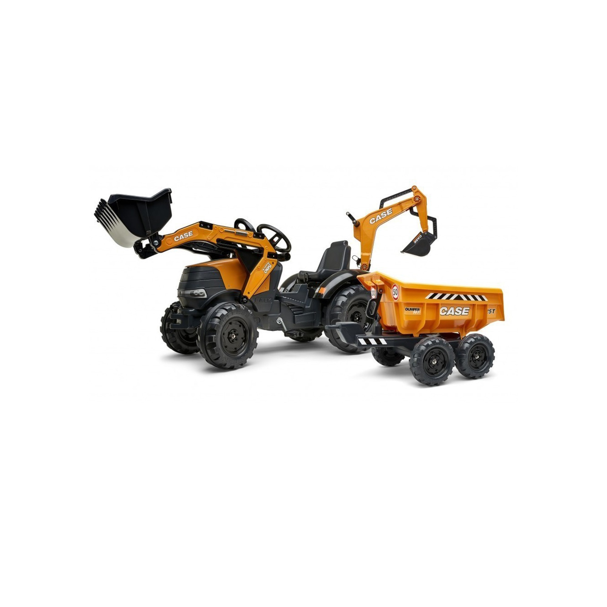 Tractor pentru copii cu pedale si remorca, Falk, galben - eMAG.ro