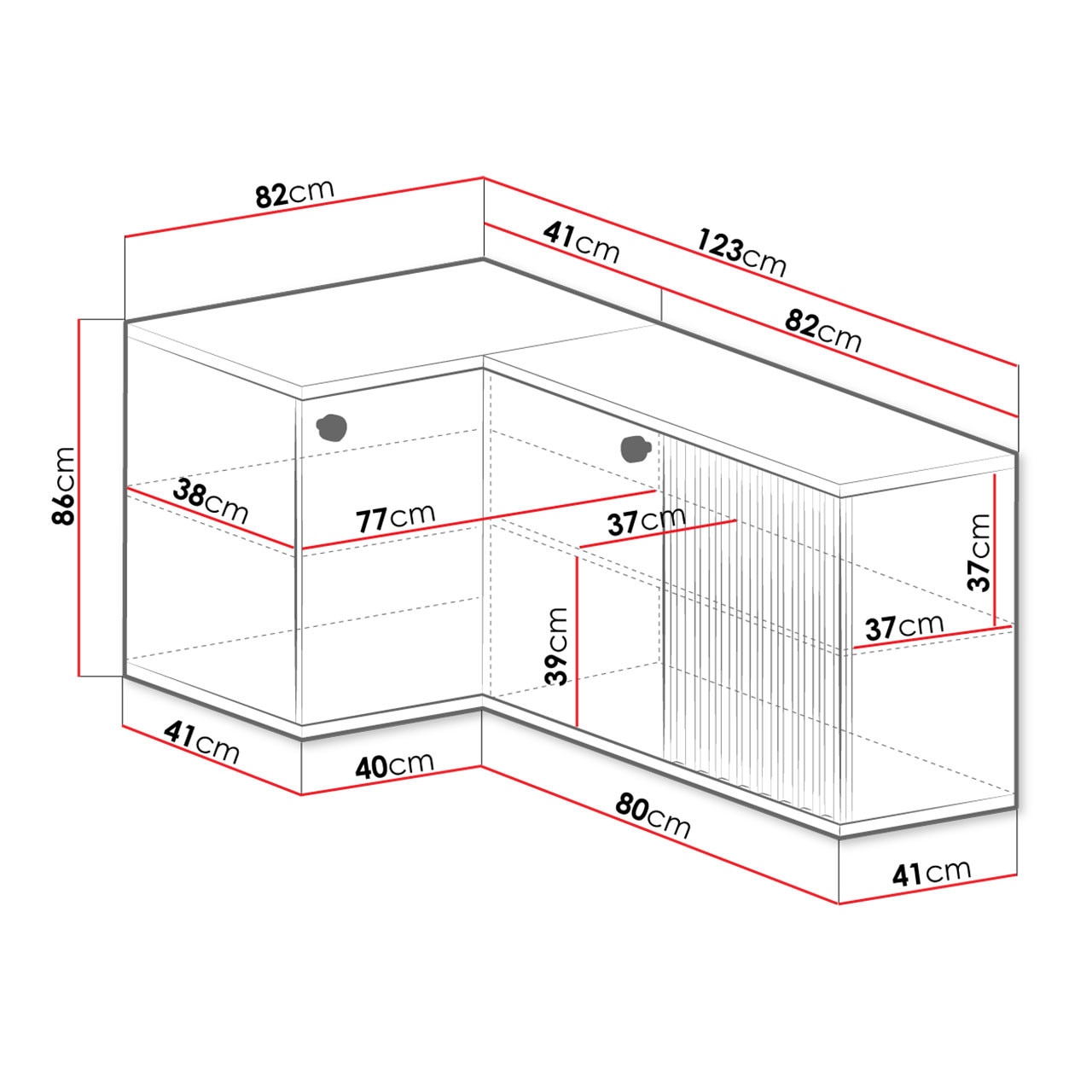 Comoda de colt Sigeren SG12, Mirjan24, 123x86x82 cm, stejar artisan ...
