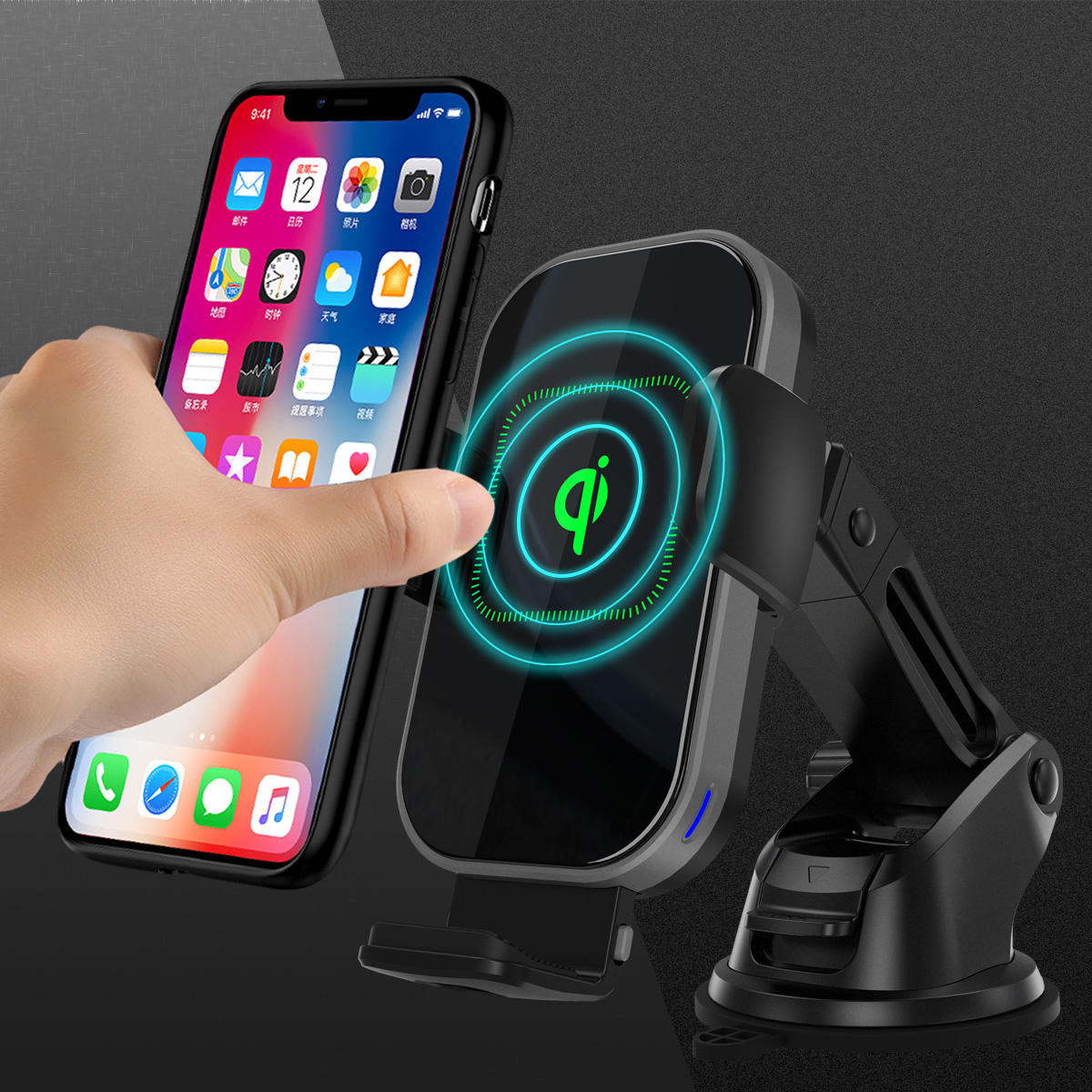 Incarcator wireless auto cu 2 tipuri de suport, Yingqin, fast charge ...