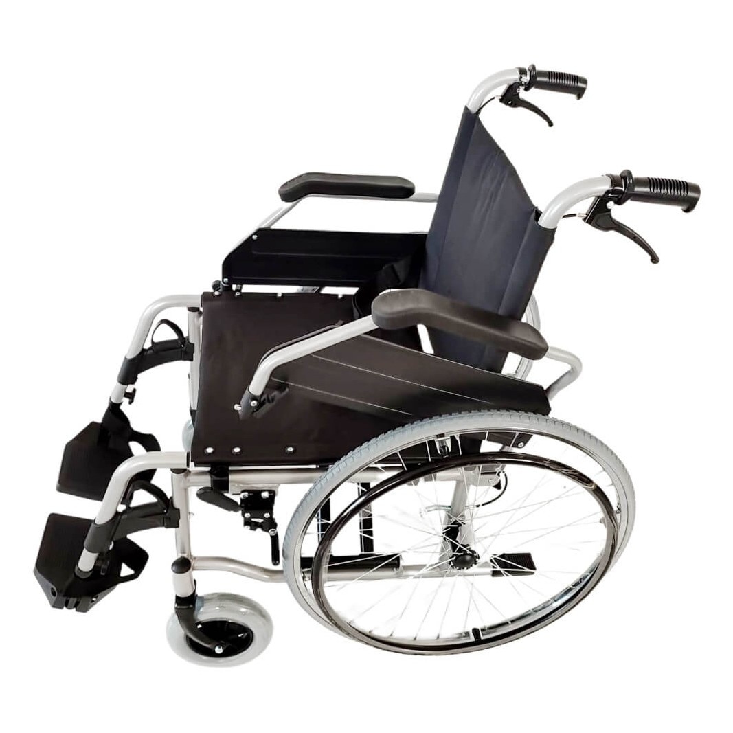 Scaun cu rotile, Ortopedix, 46 cm, pliabil cu antrenare manuala, negru ...