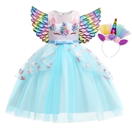 Rochie Unicorn, Cu aripi si bentita de unicorn, AmzBarley®, 8-10 ani ...