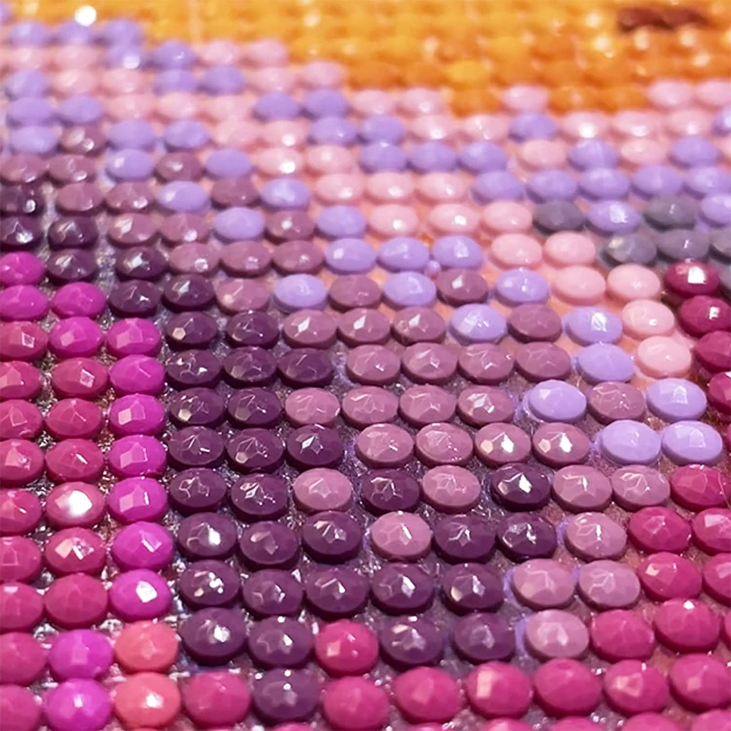 Goblen mozaic cu diamante, Zola®, Apus cu pom cu frunze roz, 30x40 cm ...