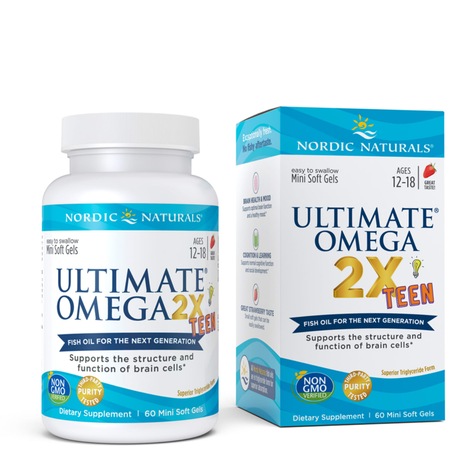 Хранителна добавка, Nordic Naturals, Омега 3, вкус на ягода, 60 капсули ...