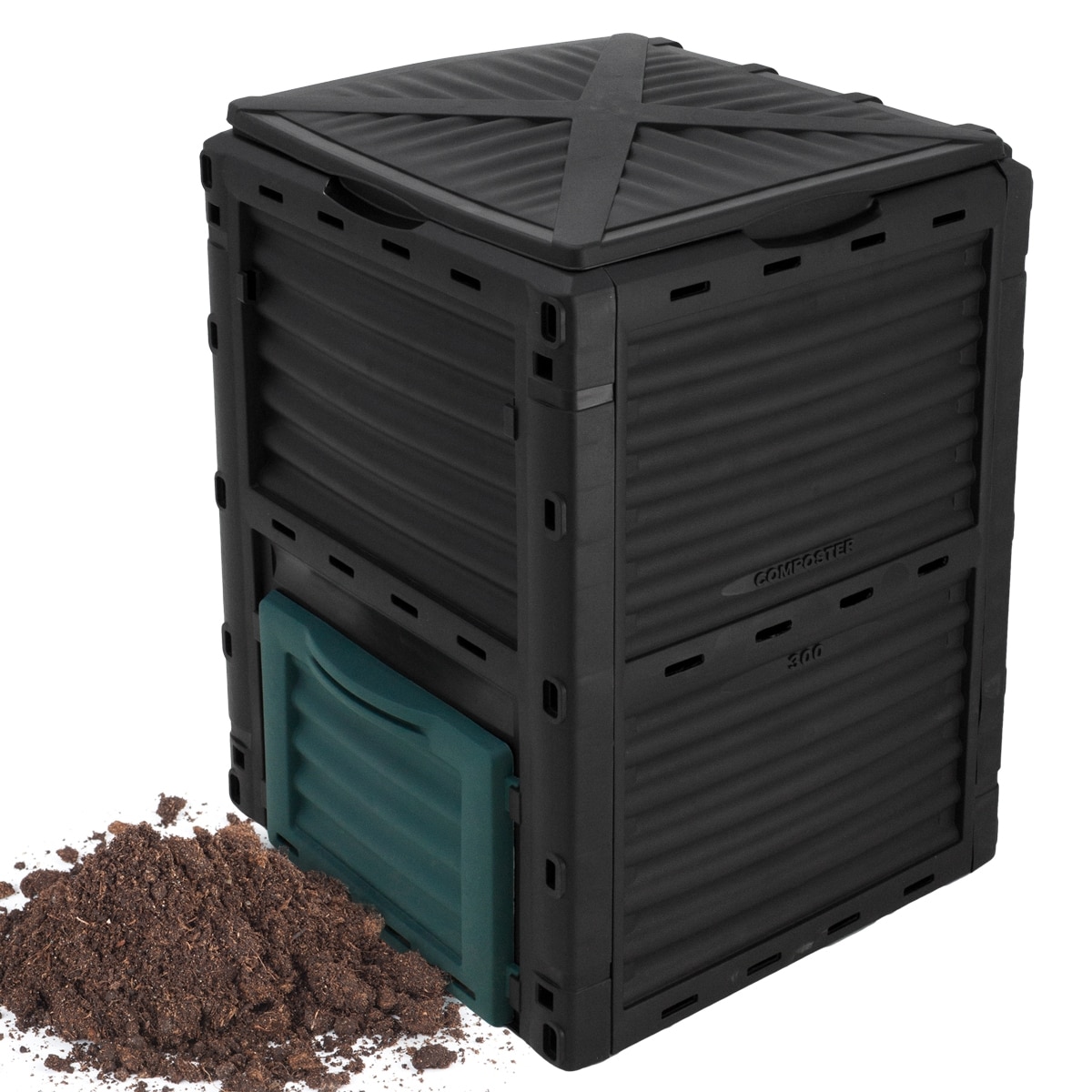 Set 2 colectoare din plastic pentru compost, ECD Germany, 61 x 61 x 82 ...