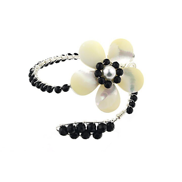 Bratara floare din sidef si onix fatetat, de dama, Ambra Bijuterii ...
