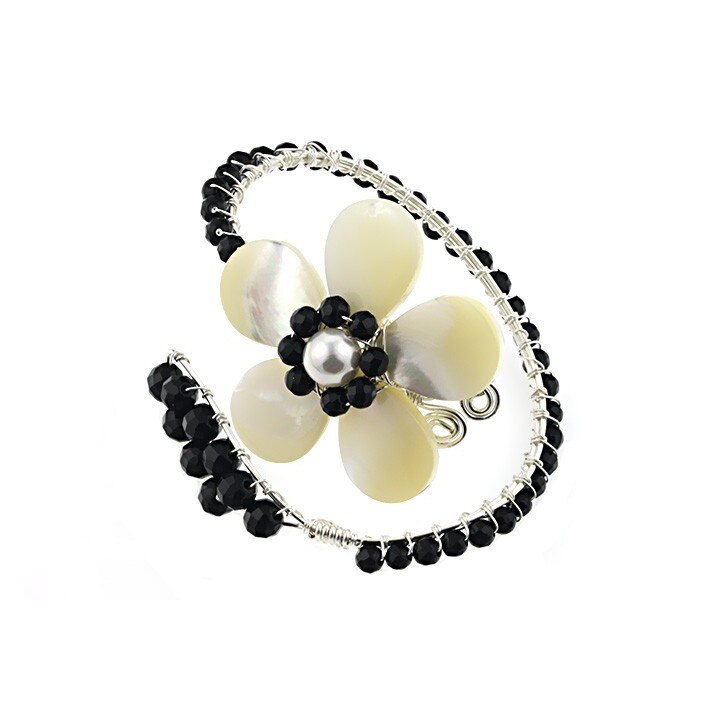 Bratara floare din sidef si onix fatetat, de dama, Ambra Bijuterii ...