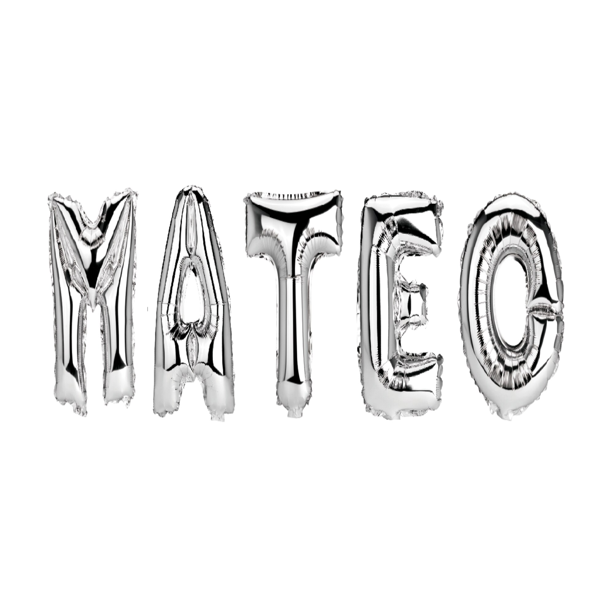 Комплект балони Mateo Name, сребърен, 40 см - eMAG.bg