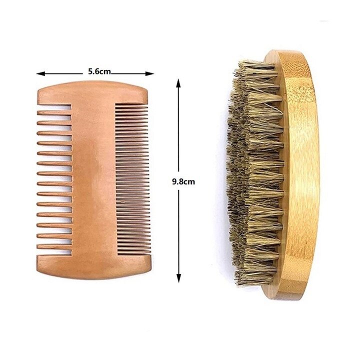 Set 2 Piese pentru intretinere barba si mustata Ventoo®, Perie din par ...