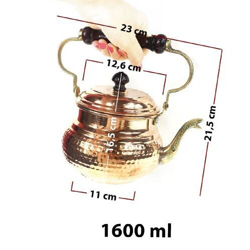 Ceainic turcesc din cupru lucrat manual 1600 ml - eMAG.ro