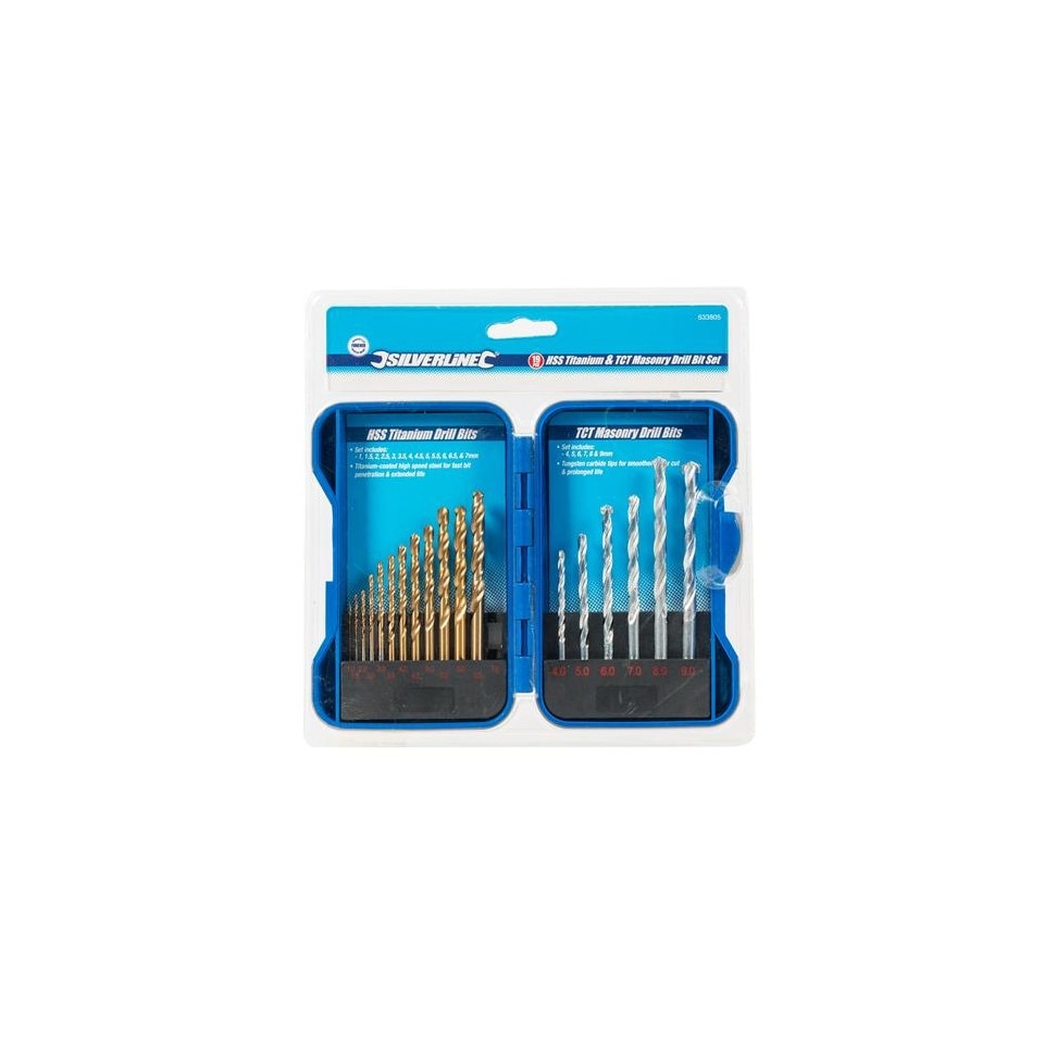 Set 19 burghie metal, caramida, 1- 9mm, Silverline - eMAG.ro