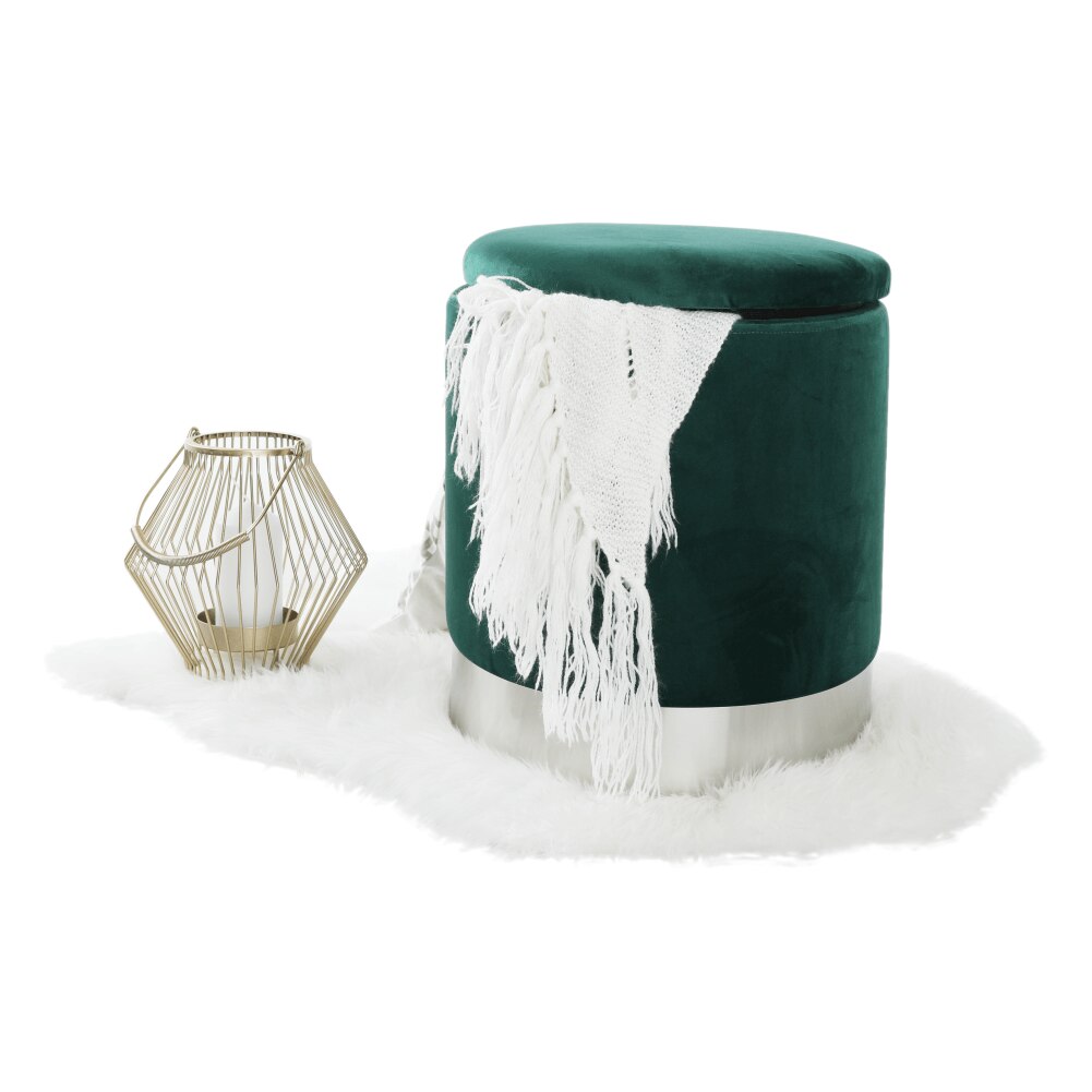Taburet catifea verde crom argintiu Daron 40x40x45 cm - eMAG.ro
