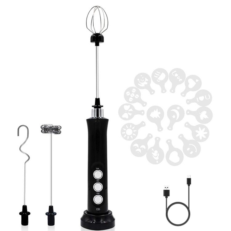 Mixer 3in1 pentru spuma de lapte, WELUOT, 5W, Reincarcabil, 3 Viteze ...