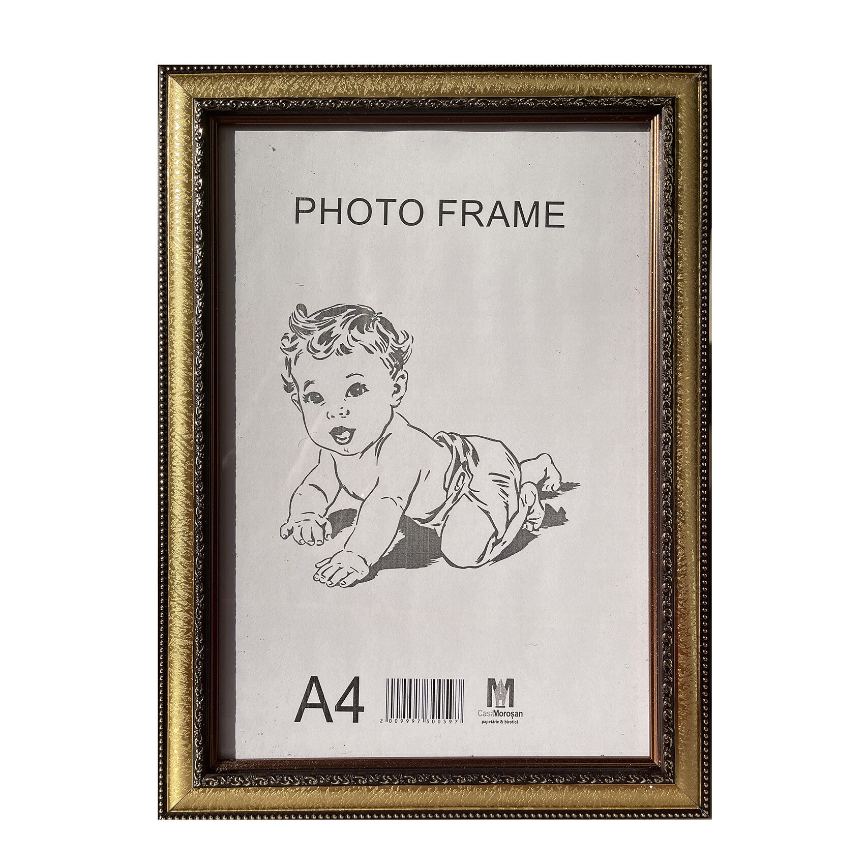 Rama foto A4, din plastic, 21x30 cm, Auriu - eMAG.ro