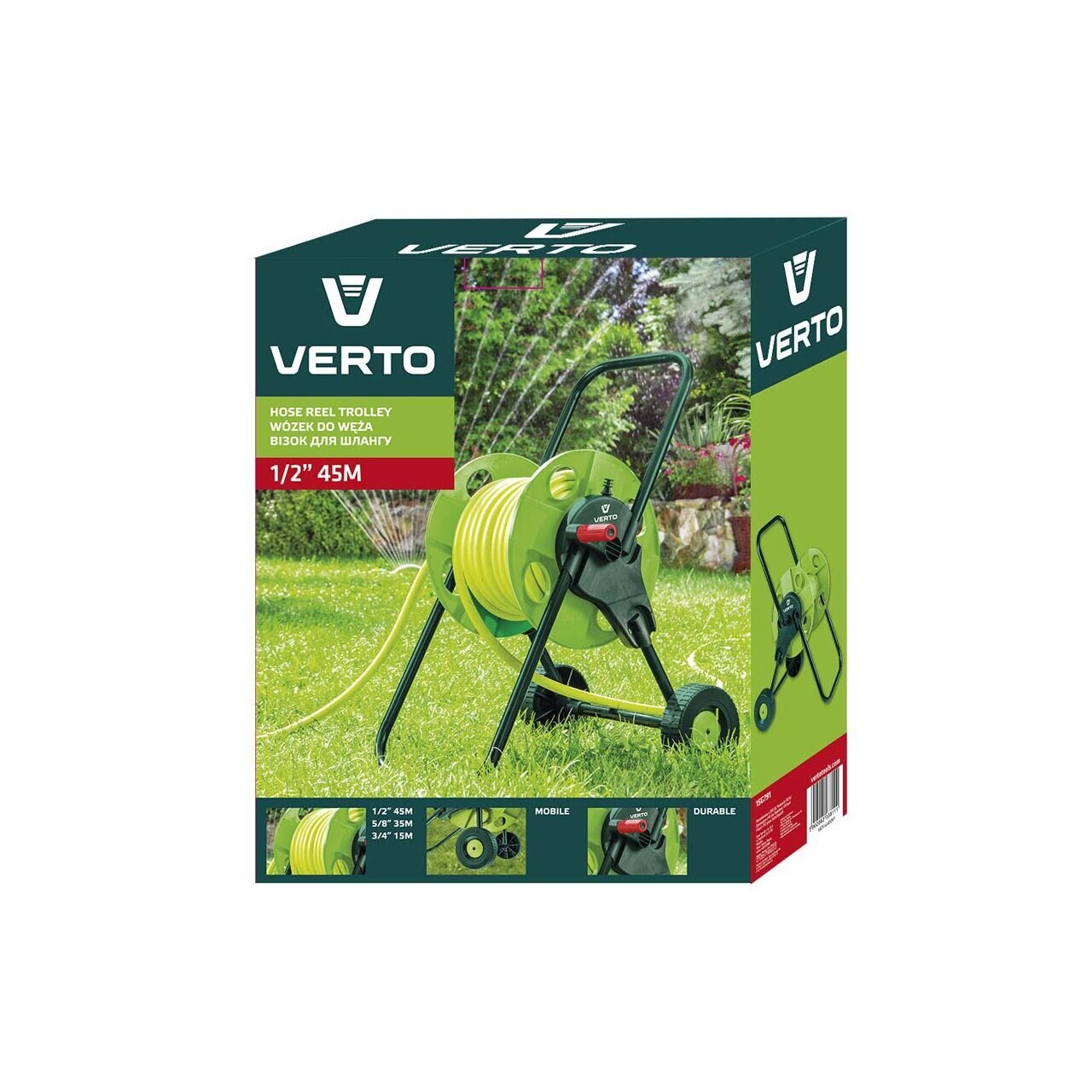 Carucior pentru furtun de gradina, plastic, 45 m de 1/2", 15 m de 3/4 ...