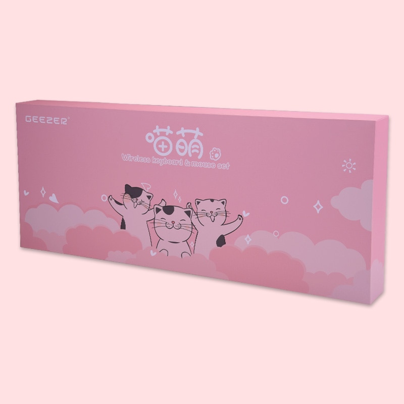 Set tastatura si mouse wireless, MOFII, Model pisica, Roz - eMAG.ro