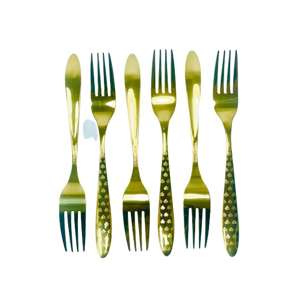 Set 6 furculite din inox Gold 20 cm, model Diamond - eMAG.ro