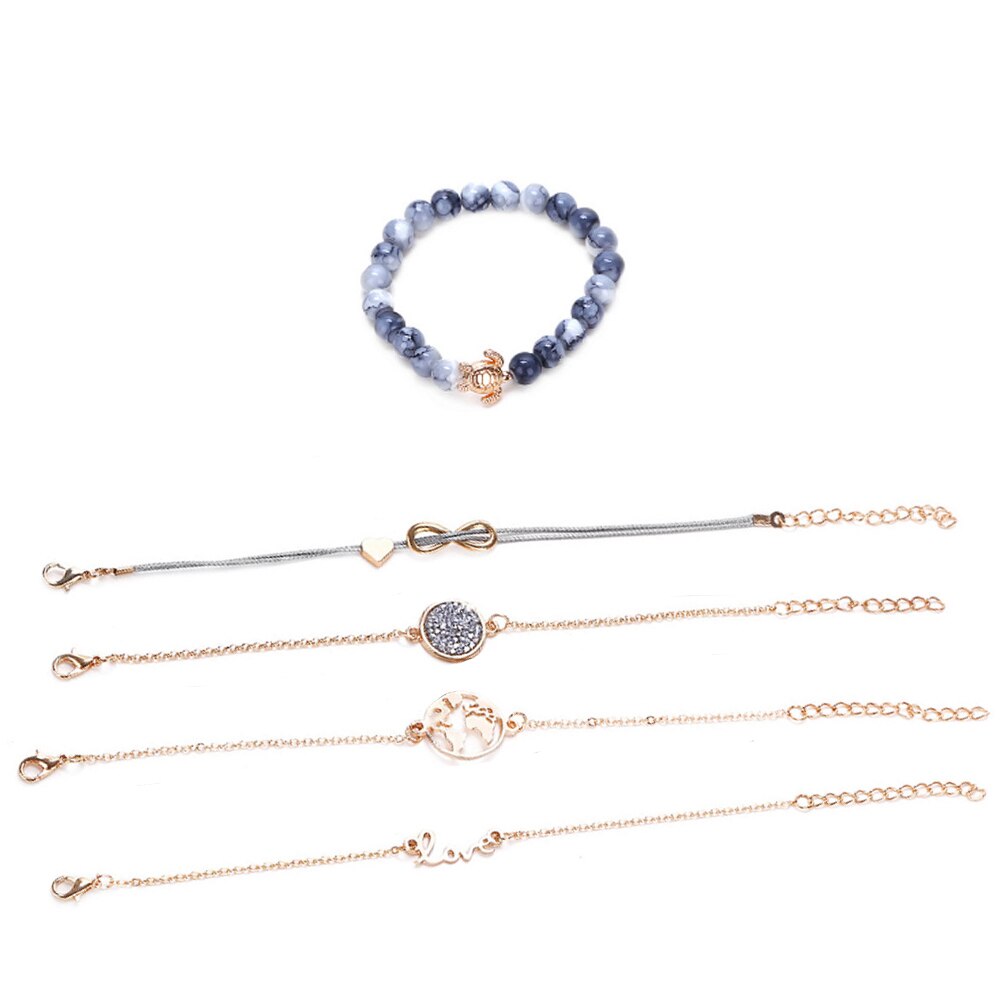 Set 5 de bratari, stil boho, harta, broasca testoasa - eMAG.ro