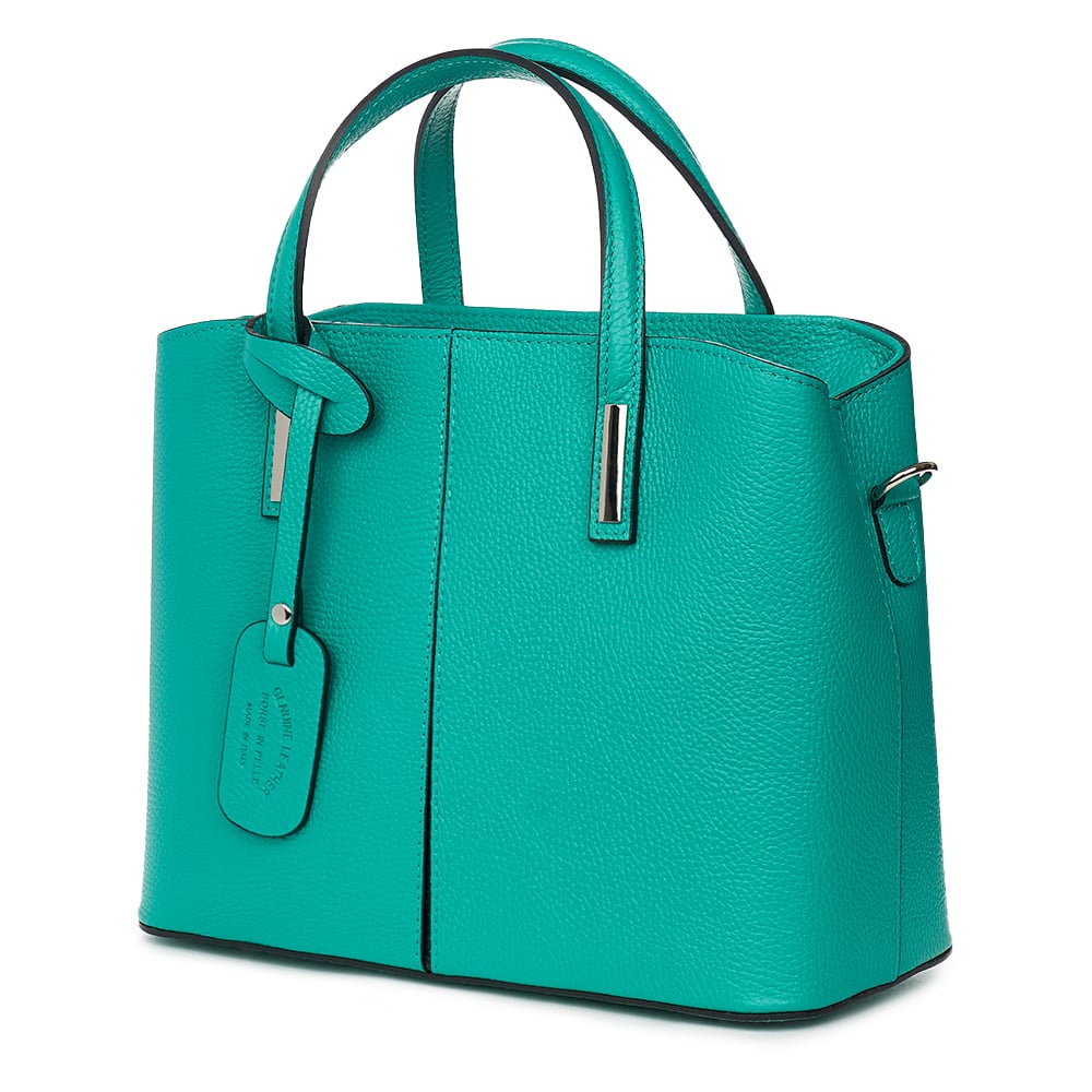 Geanta dama din piele naturala Gianna turcoaz - eMAG.ro