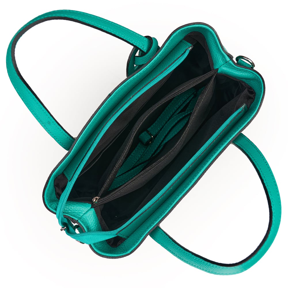 Geanta dama din piele naturala Gianna turcoaz - eMAG.ro