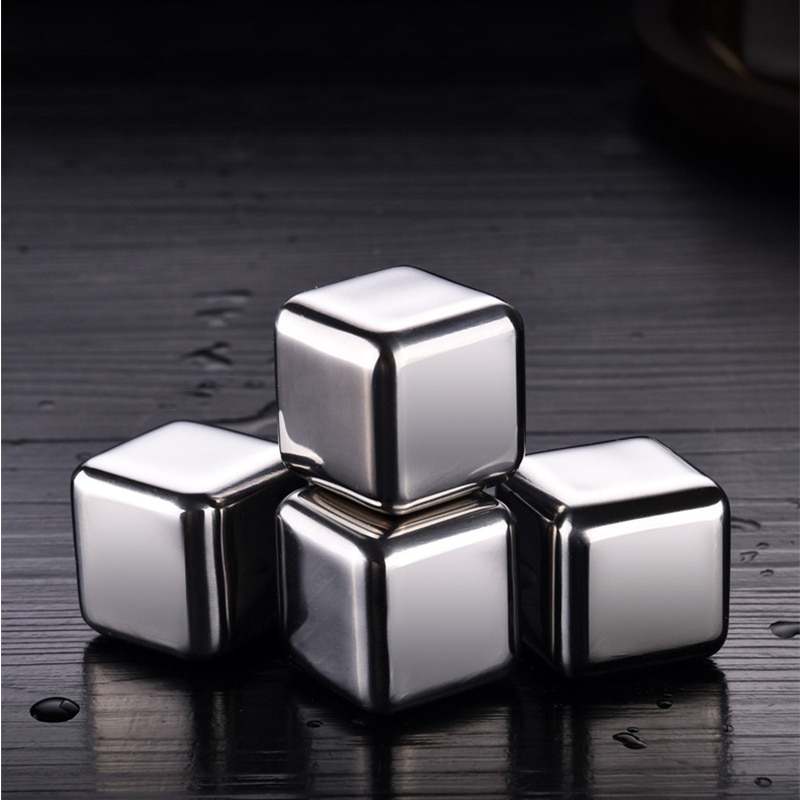 Set 8 cuburi de gheata, Inox 304, reutilizabil, cutie depozitare, clema ...