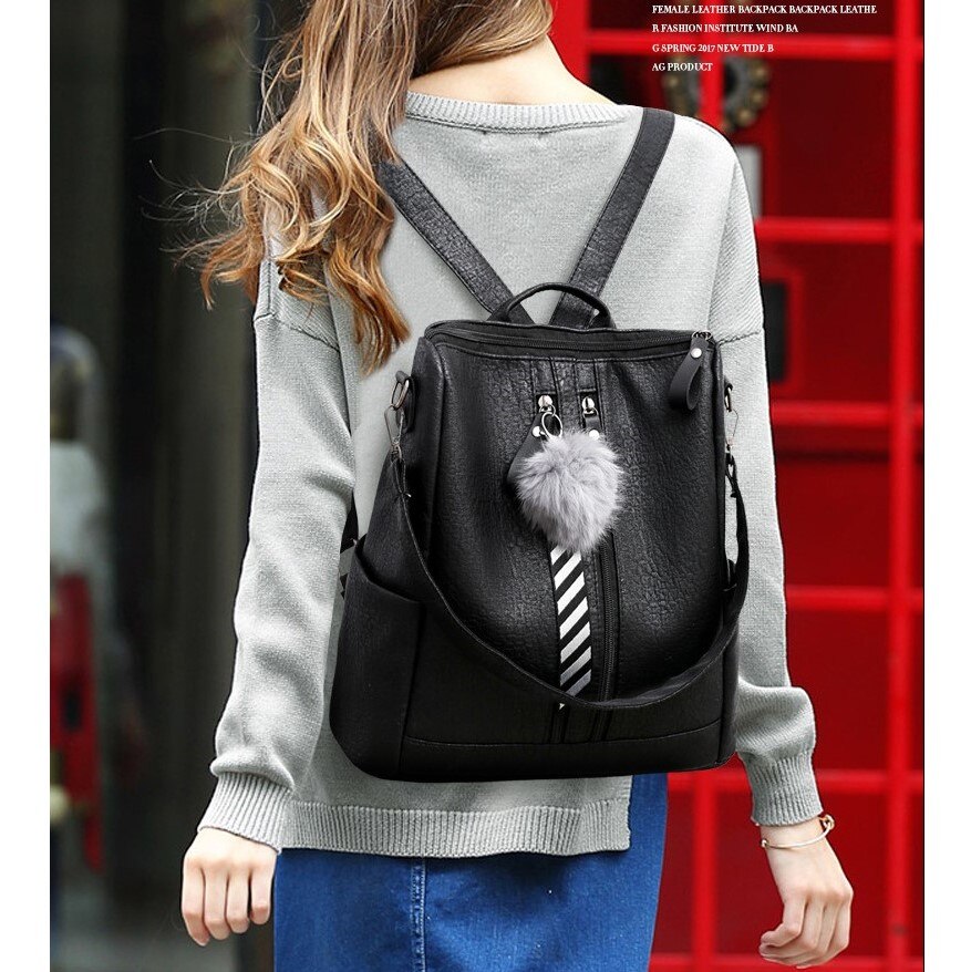 Geanta rucsac dama, Freeland, Piele ecologica, Negru - eMAG.ro