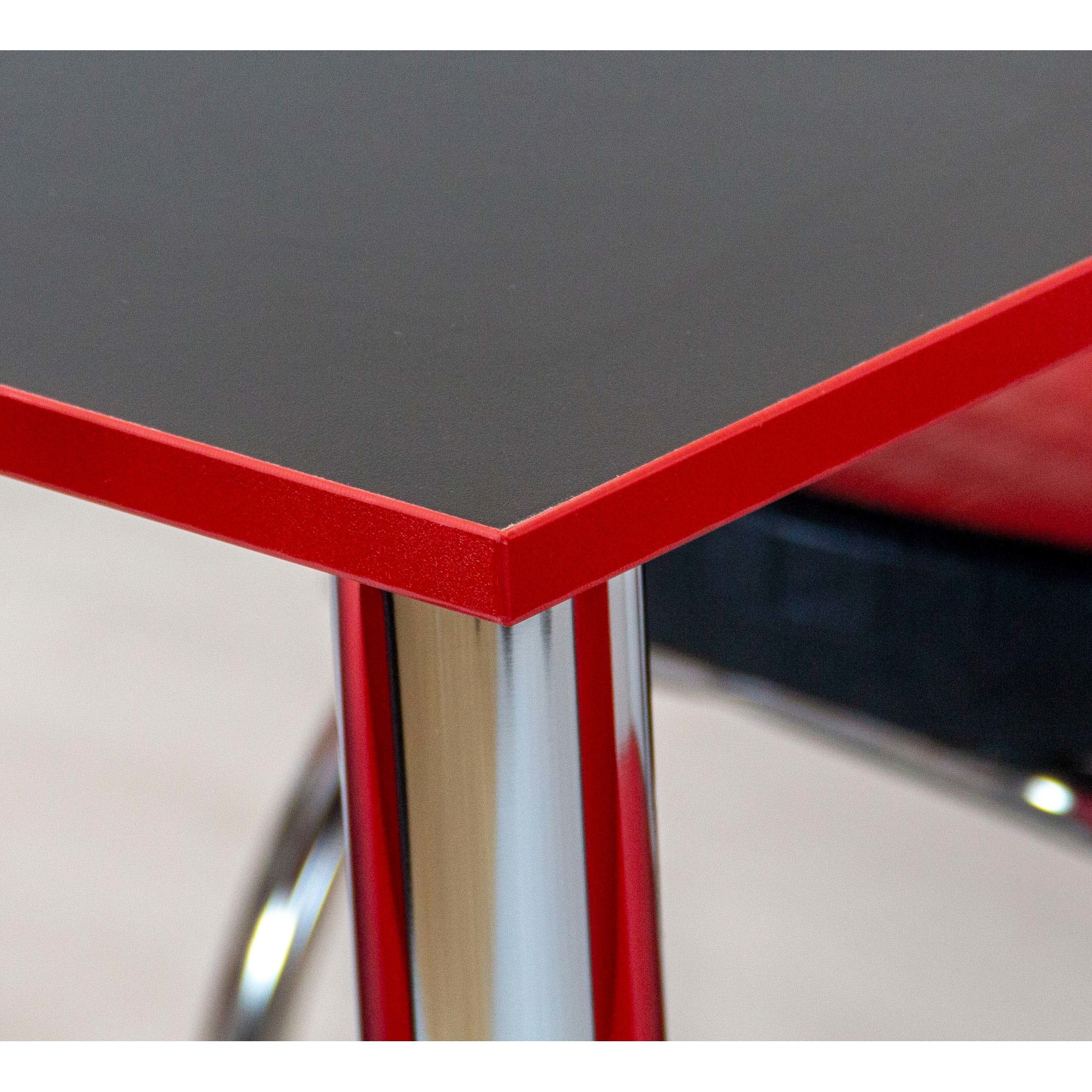 Set masa cu 4 scaune Tulipan cadru crom, piele ecologica rosie, DENVER ...