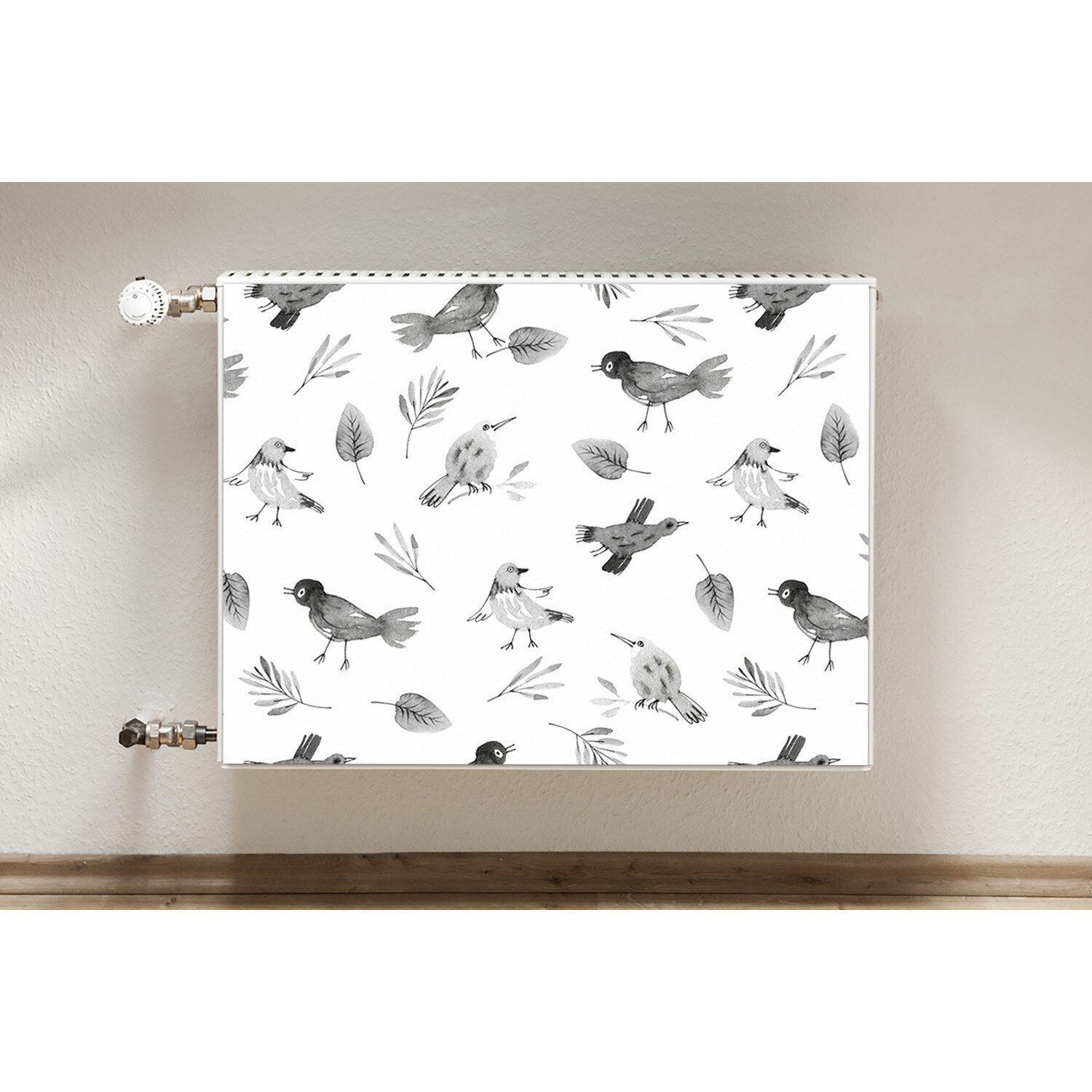 Magnet decorativ, Dreptunghi, Pasari Desenate, Gri, 80 cm x 60 cm ...