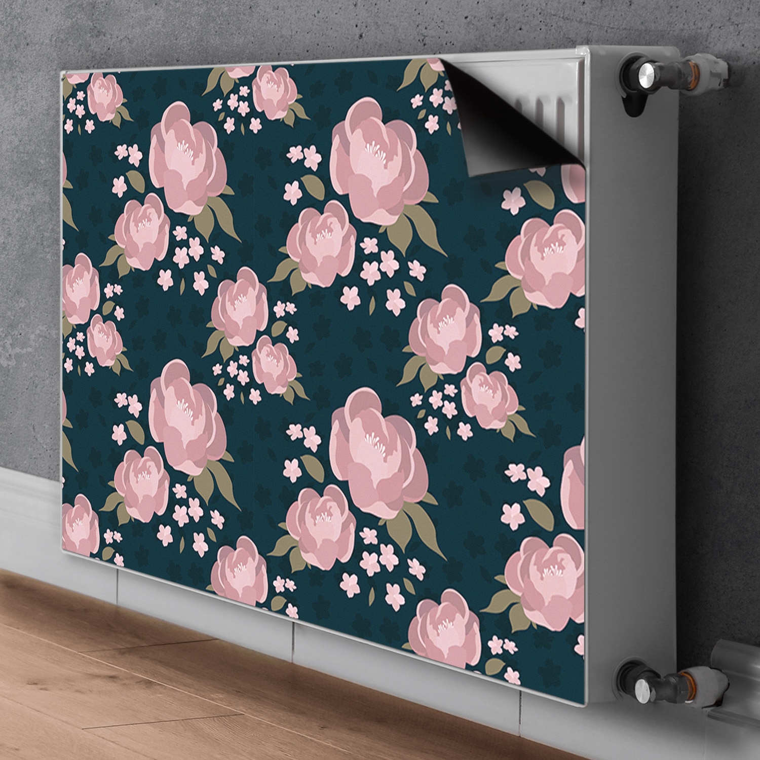 Magnet de Radiator (calorifer), Flori roz, albastru, 80 cm x 60 cm ...